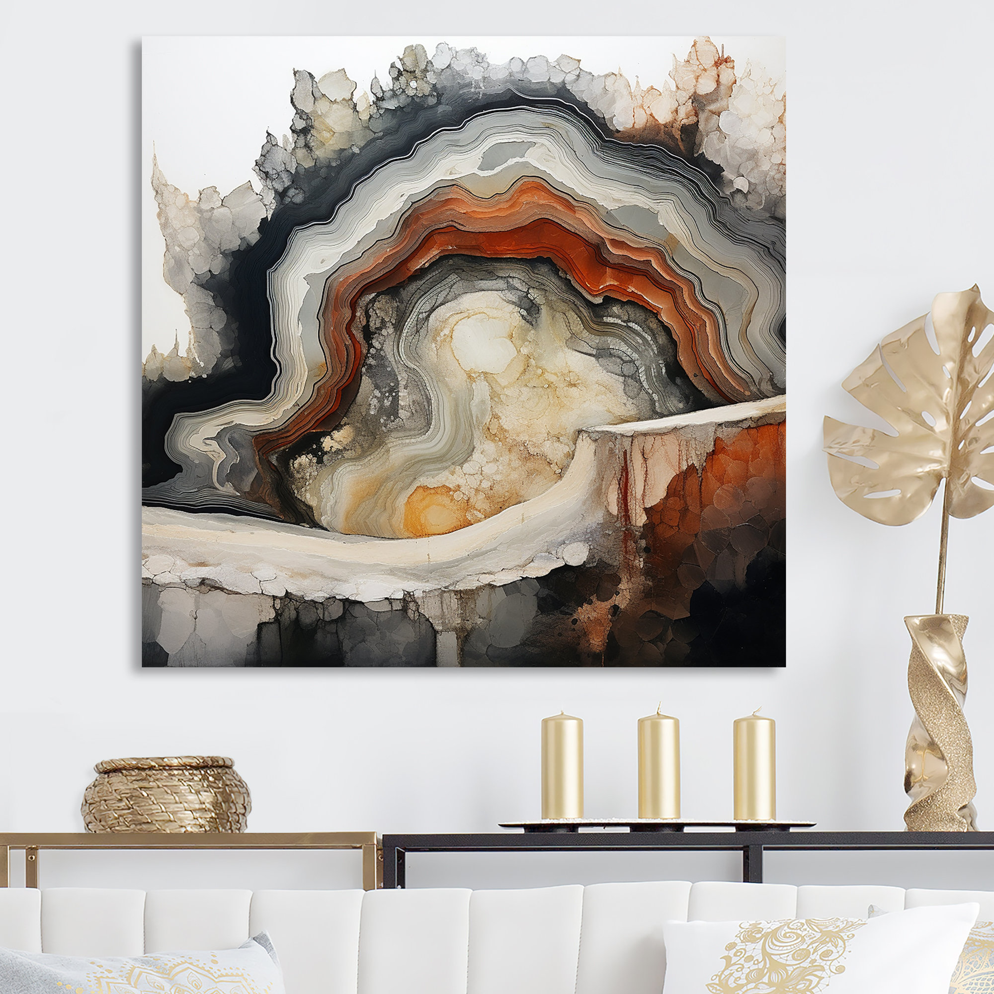 Wrought Studio Stone Geode Scenery Minimalism - Stone Geode Wall Art Living Room - Wayfair Canada